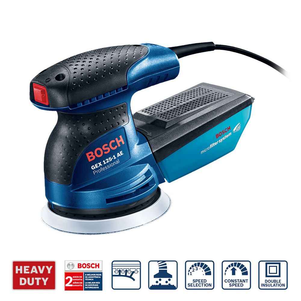Lixadeira Orbital Bosch GEX 125-1 AE 250W com Coletor de pó - Diafer