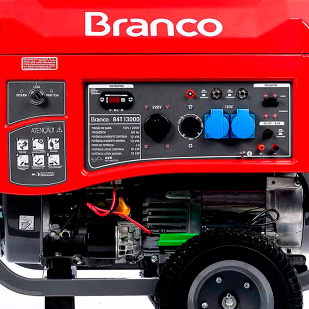 Gerador de Energia Branco B4T 13000E a Gasolina 13000W Partida Elétrica - Diafer