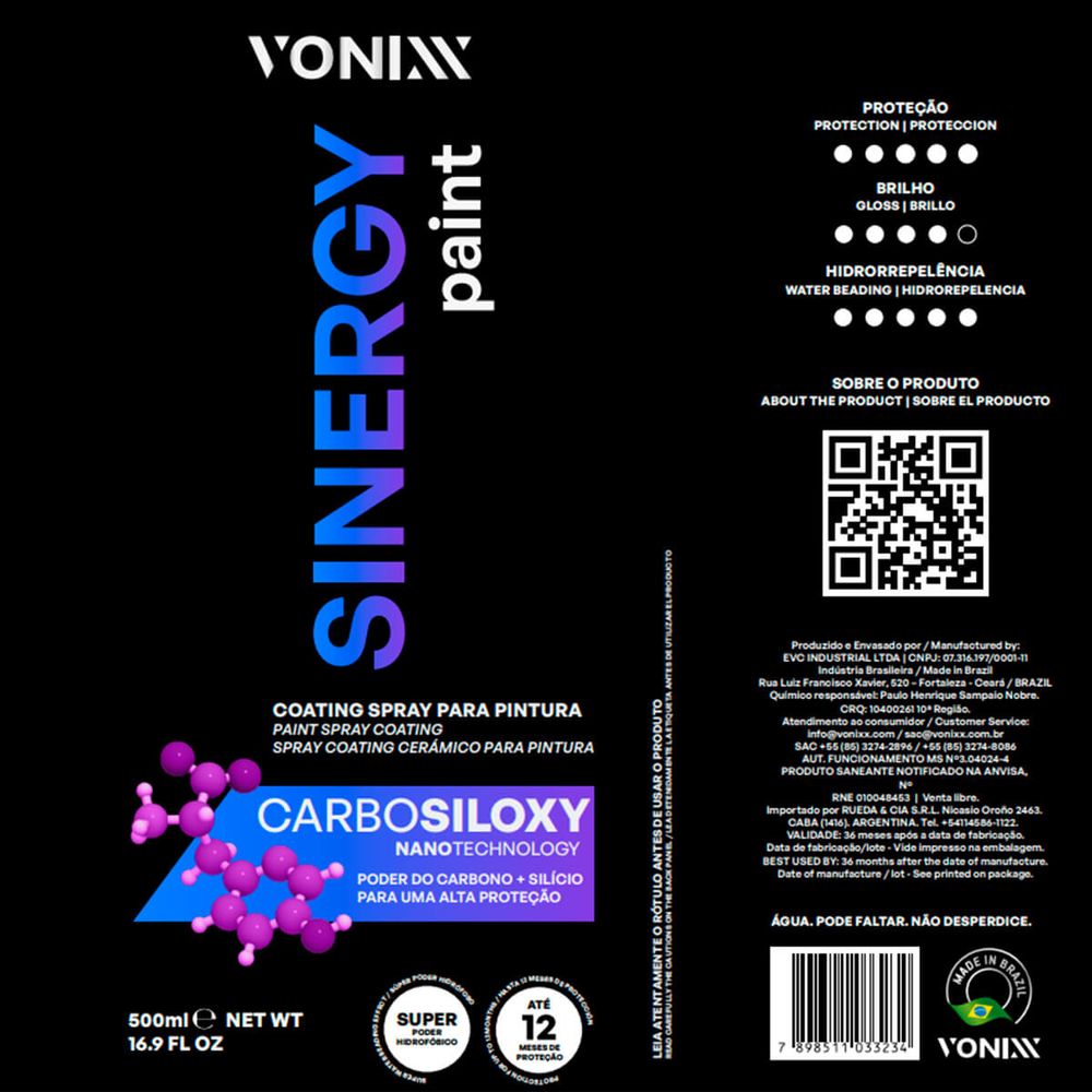 Sinergy Vonixx Paint Coating para Pintura Automotiva 500ml - Diafer