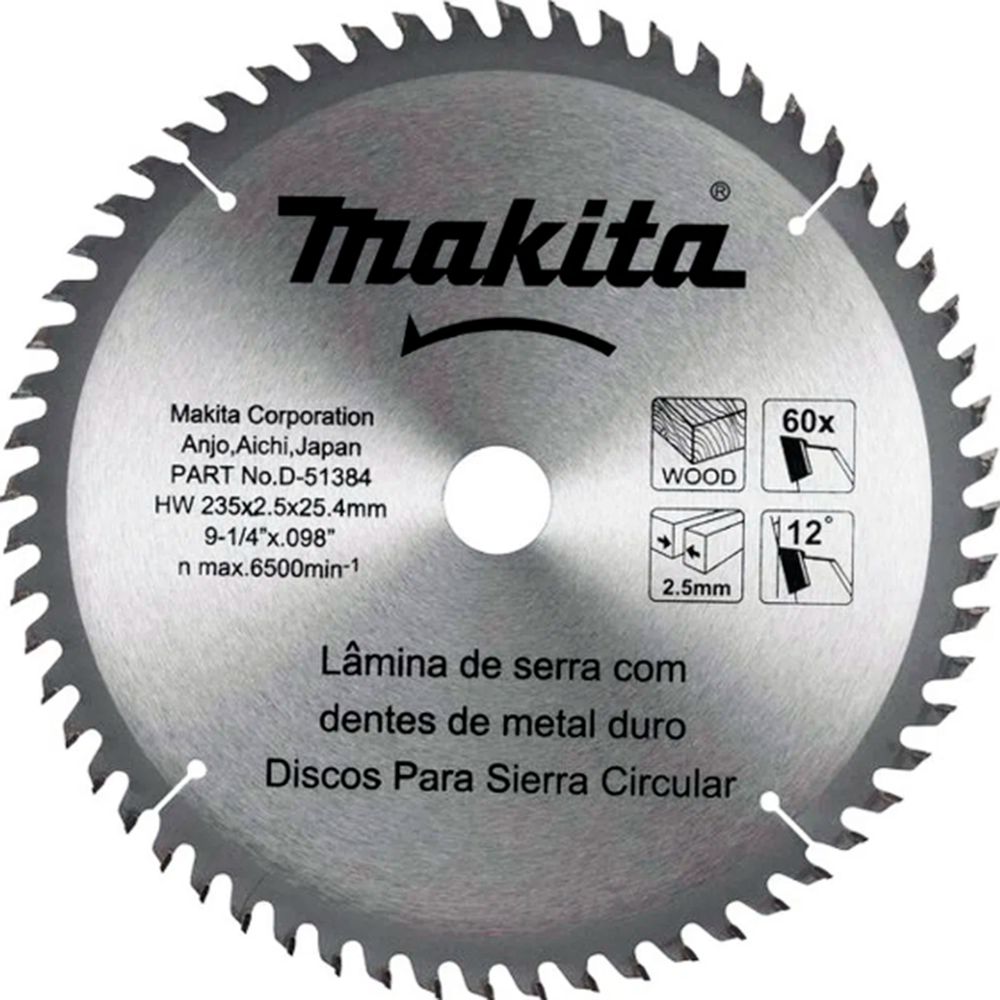 Disco de Serra Circular Makita D-51384 9.1/4 pol X 60D 235mm - Diafer