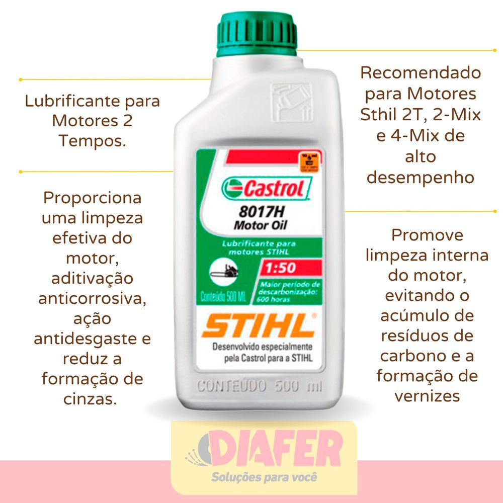 Kit Óleo Lubrificante Sthil-Castrol Motor 2 Tempos 20 Unidades - Diafer