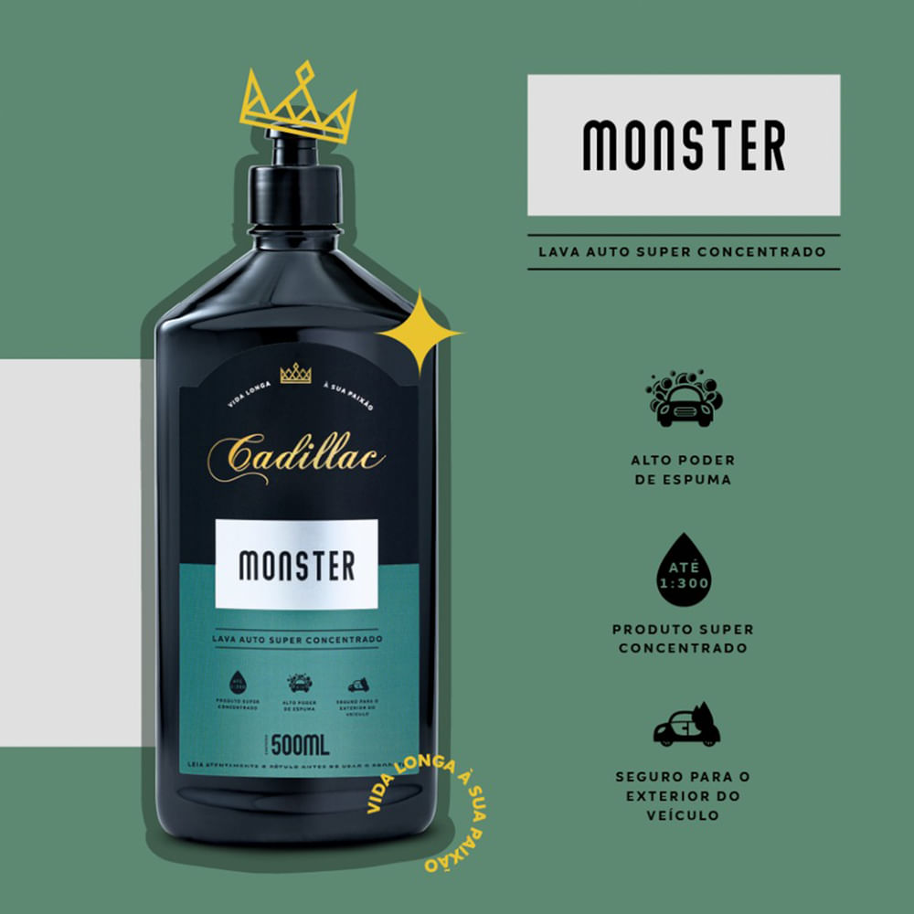 Lava Auto Shampoo Cadillac Super Concentrado Monster 500ml - Diafer